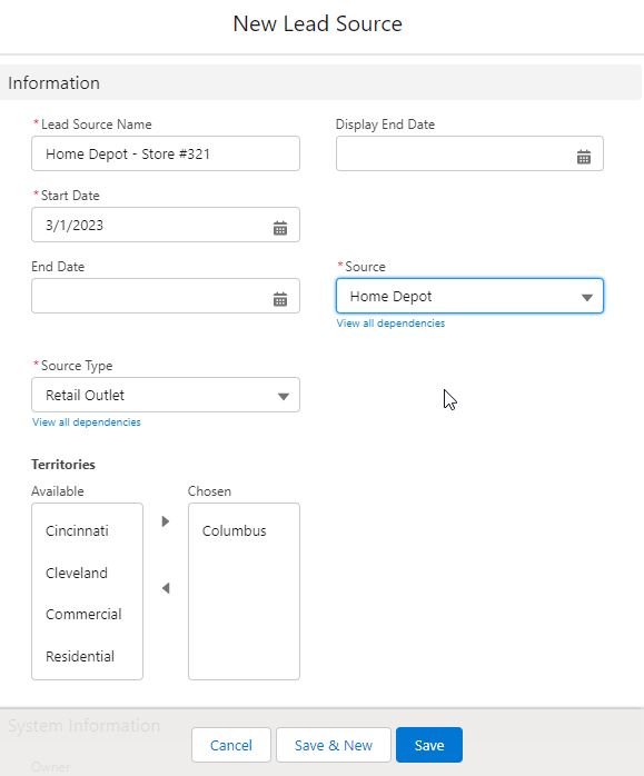 Creating Lead Sources and Ending Lead Sources – Lightning Platform