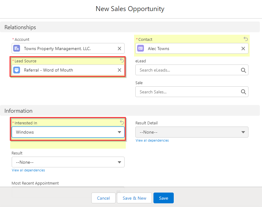 Tracking multiple inquiries for the same Account – Lightning Platform