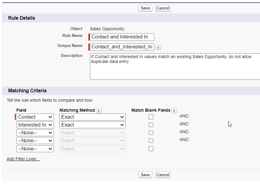 Create And Activate Matching Rules And Duplication Rules Lightning Platform 