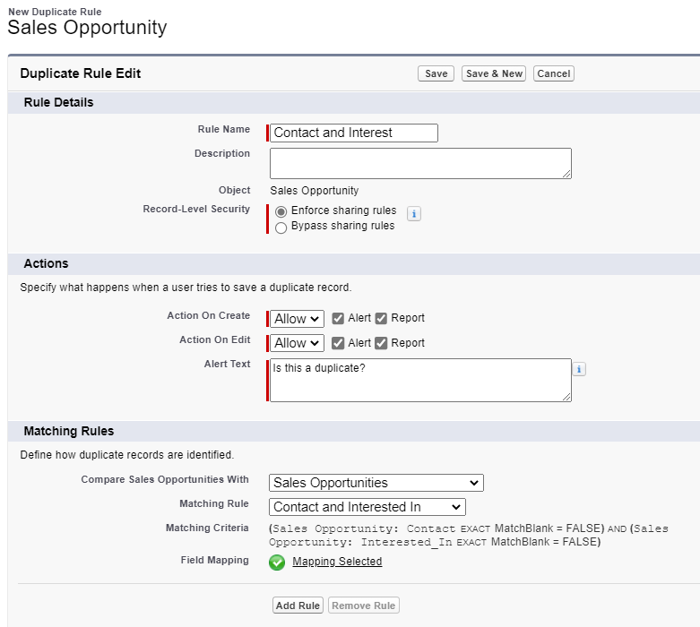 Create and Activate Matching Rules and Duplication Rules – Lightning Platform