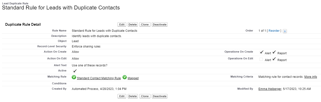 Create and Activate Matching Rules and Duplication Rules – Lightning Platform