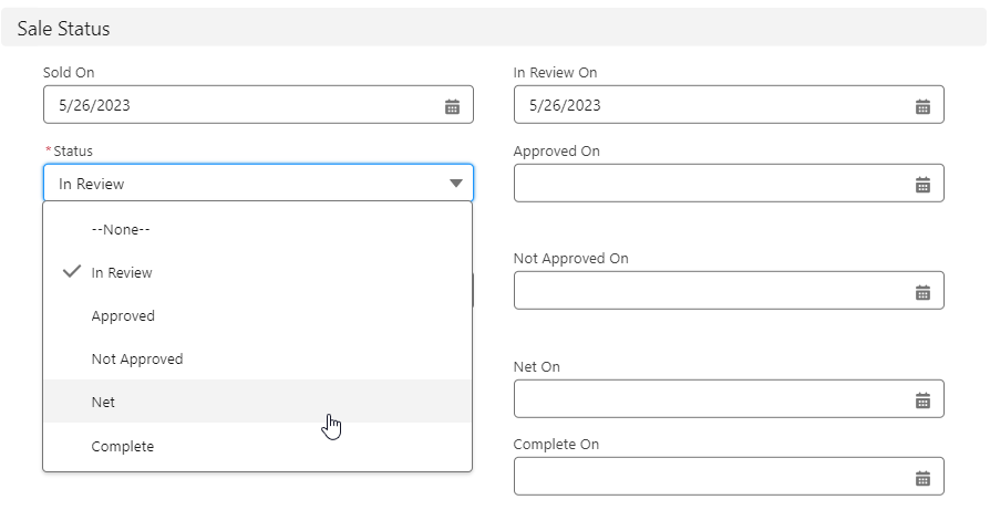 Sale Status and Status Detail – Lightning Platform
