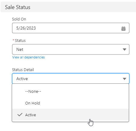 Sale Status and Status Detail – Lightning Platform
