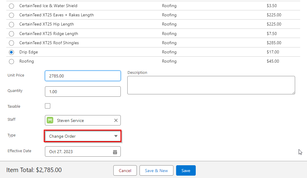 Change Orders – Lightning Platform