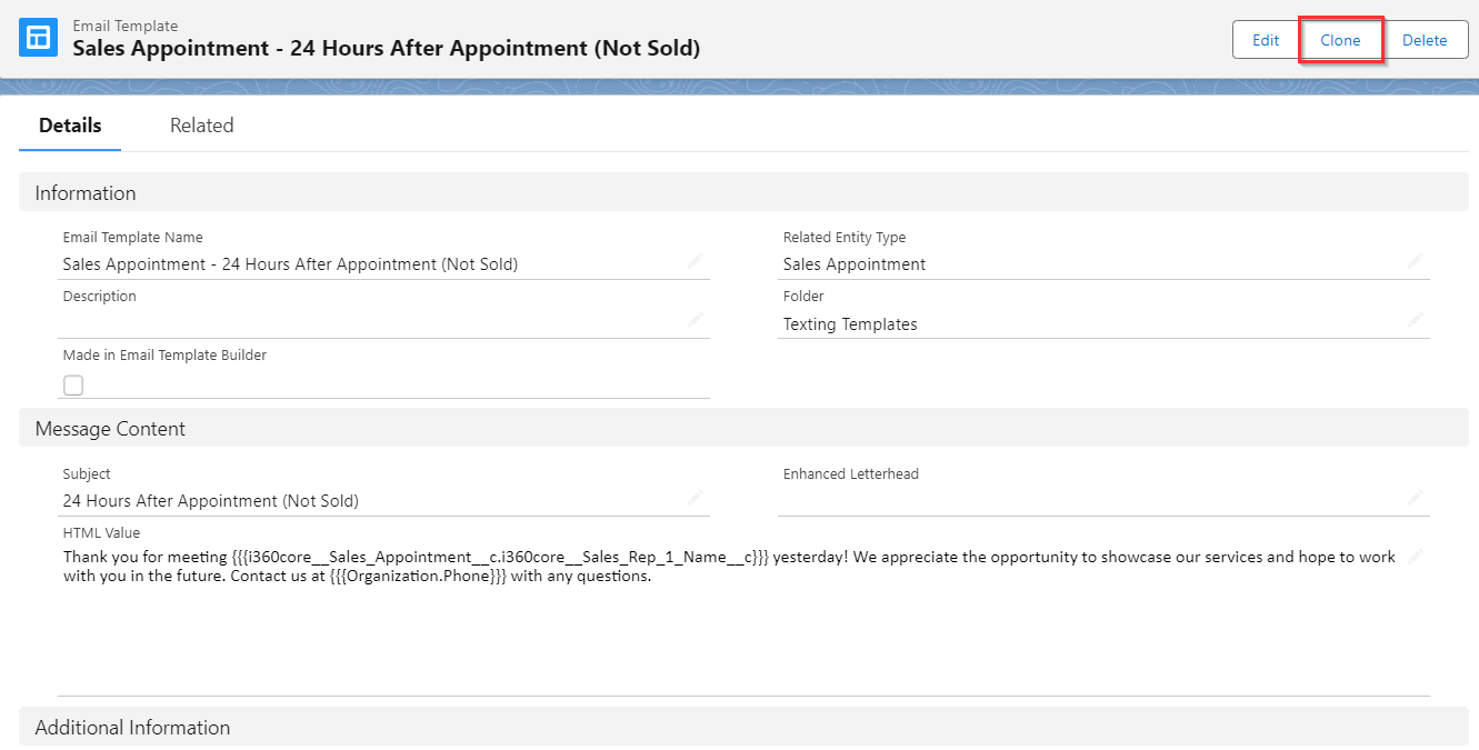 Texting Templates – Lightning Platform