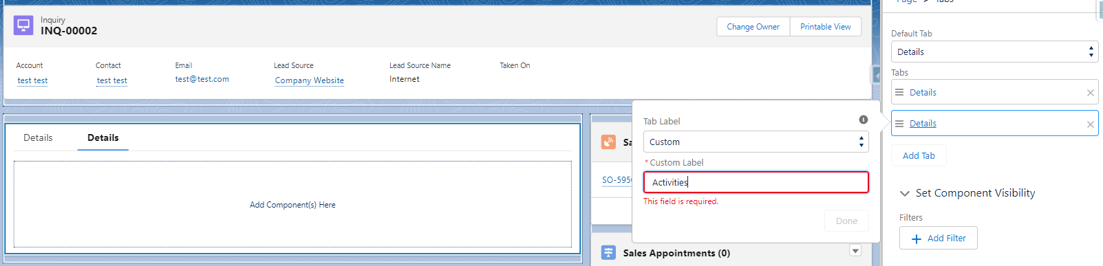Adding Activities to the Lightning Record Pages – Lightning Platform