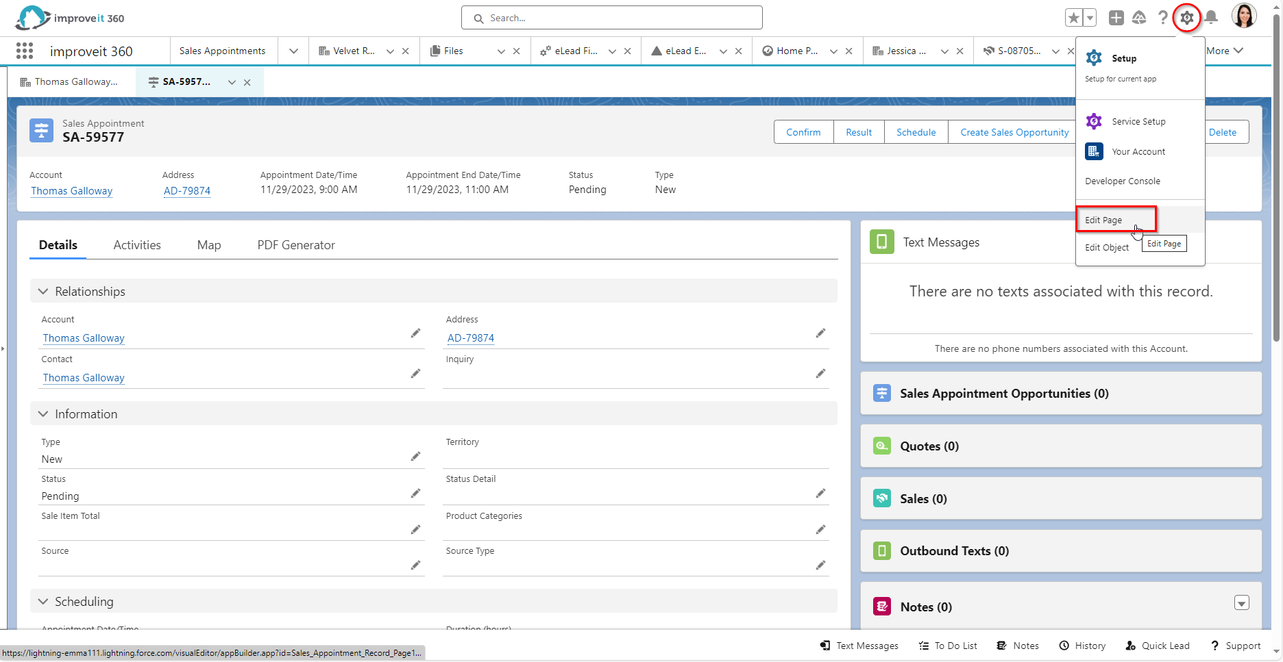 Add Texting Component to other Object Pages – Lightning Platform