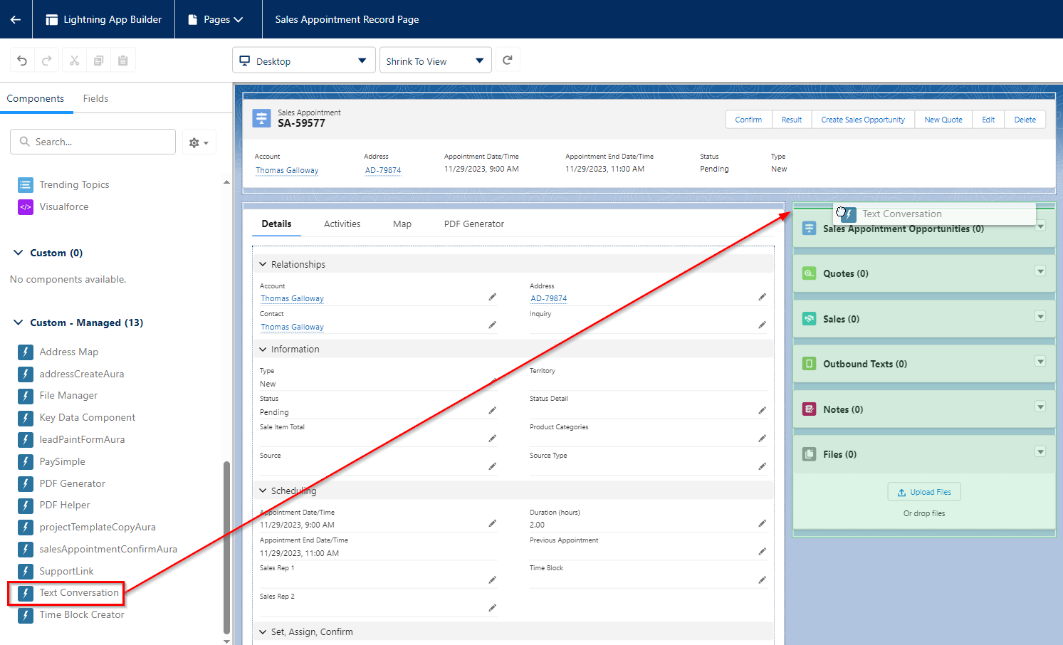Add Texting Component to other Object Pages – Lightning Platform