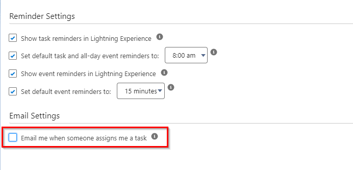 Turn Off Task and Event Notifications – Lightning Platform