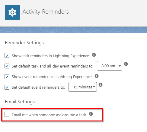Task Activity Email Notifications – Lightning Platform