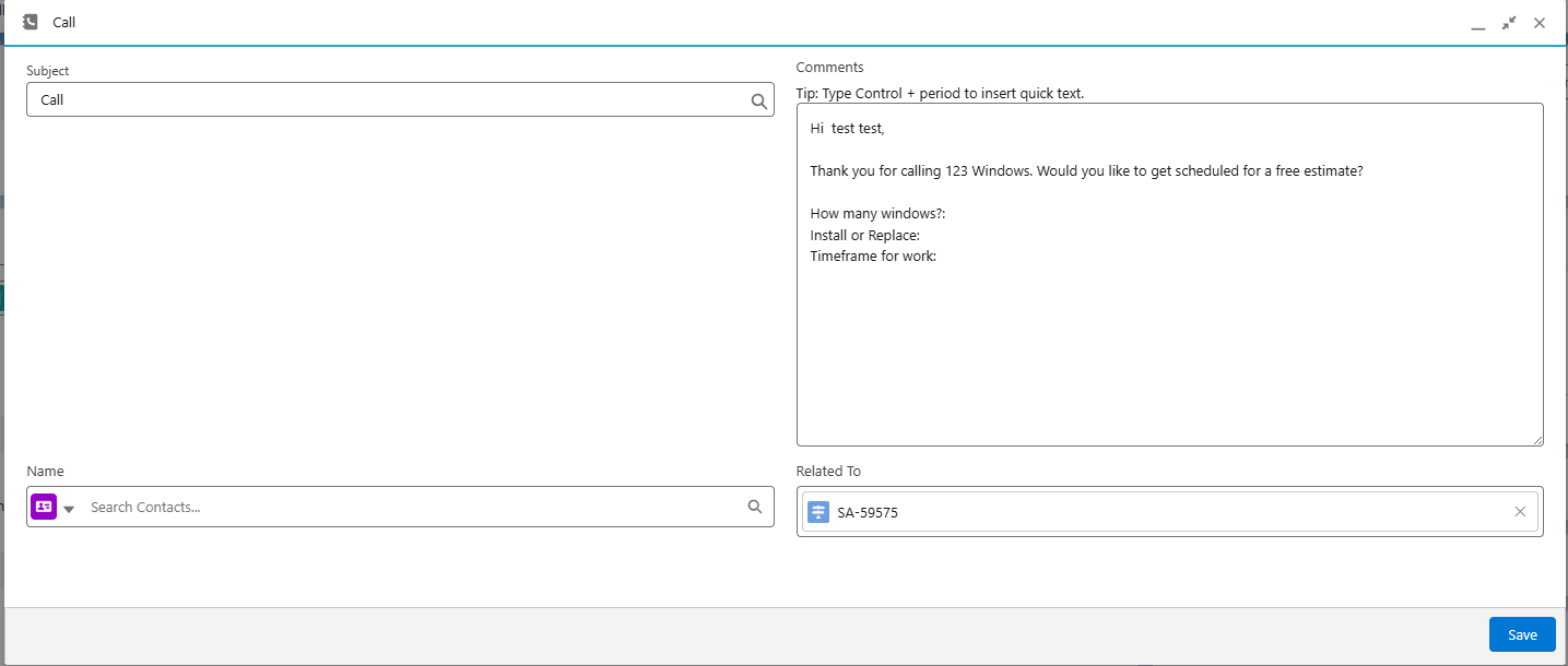 Enabling Quick Text for easy Task and Call Comments – Lightning Platform