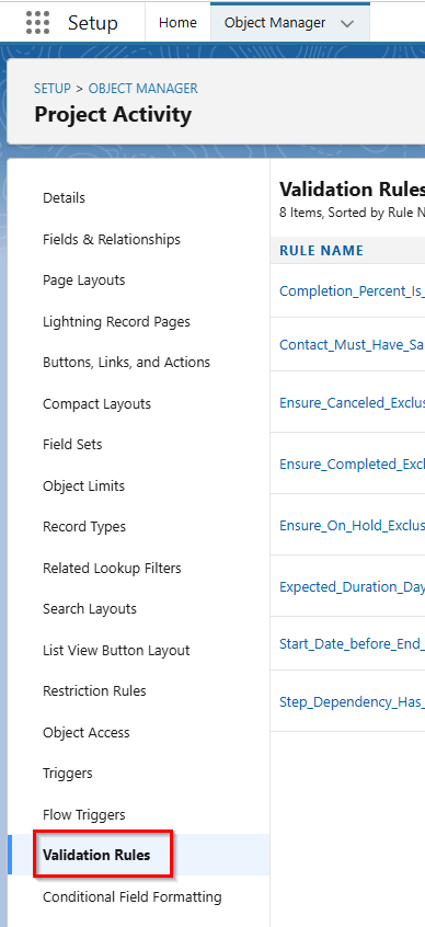 Validation Rule to Prevent Project Activities from being Assigned – Lightning Platform