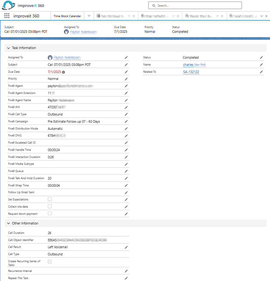 Five9 Integration Details – Lightning Platform